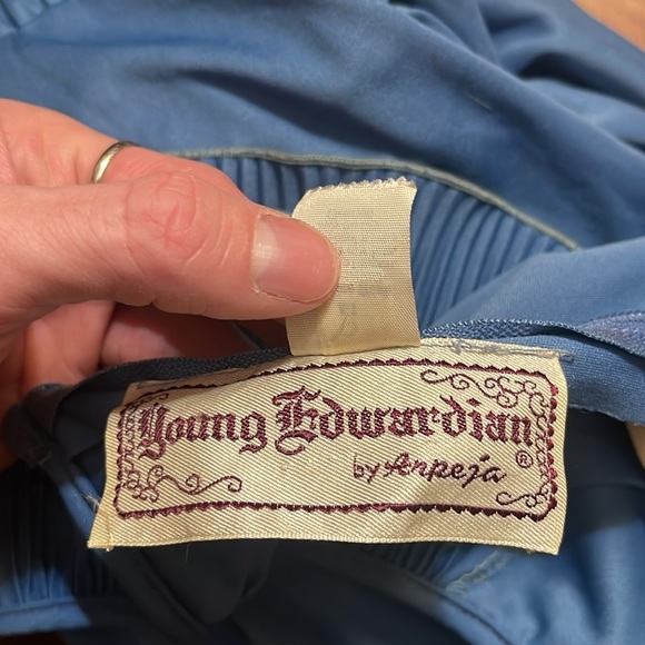 Vintage | Dresses | Vintage 97s Young Edwardian Blue Maxi Dress | Poshmark